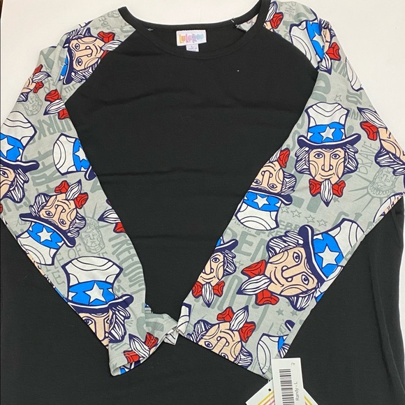 LuLaRoe | Tops | Lularoe Womens Irma Black Body Uncle Sam Printed Large ...